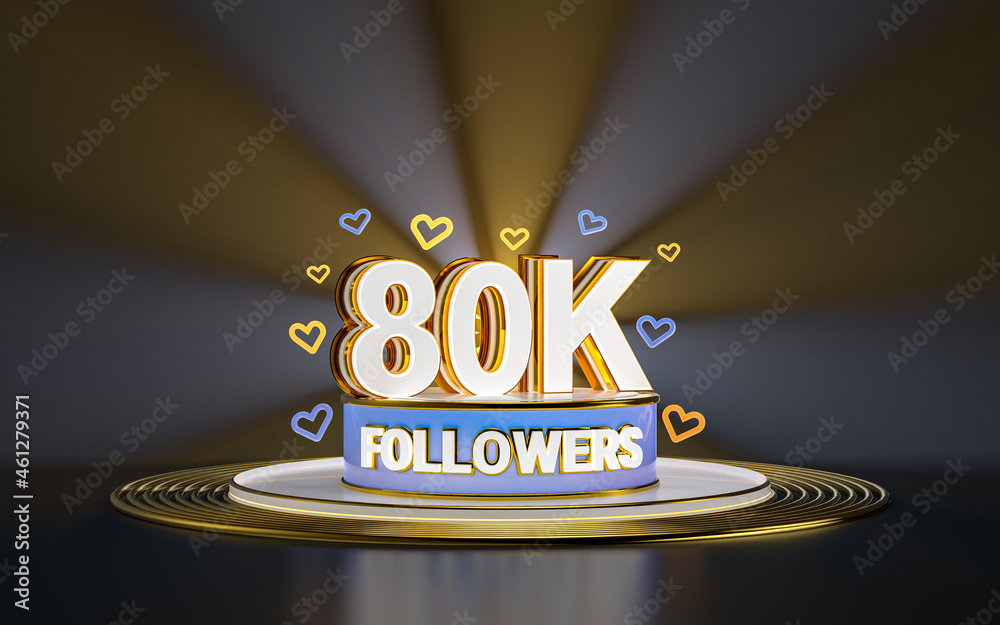 80k followers celebration, thank you social media banner with spotlight ...