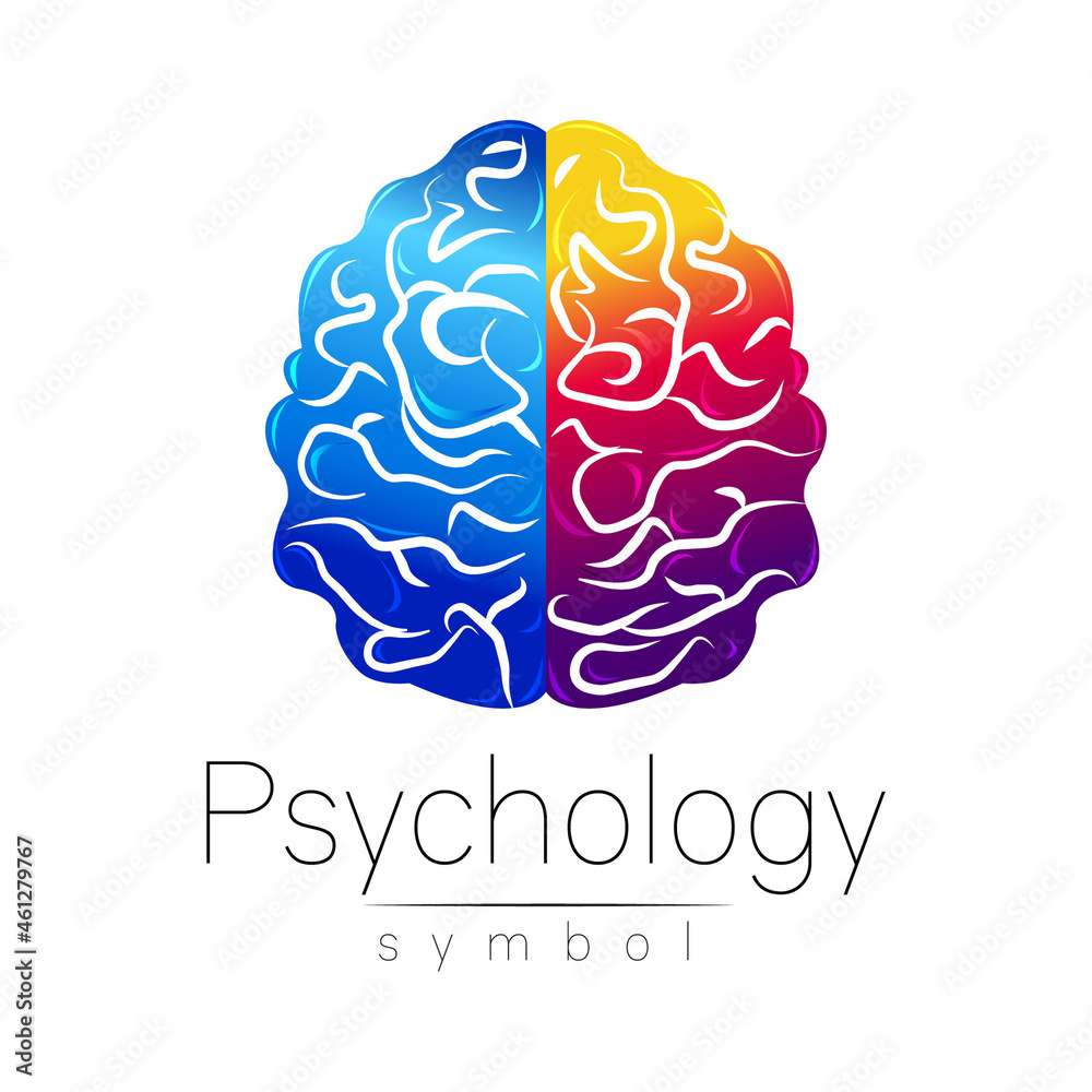Modern Brain Sign of Psychology. Human. Creative style. Icon in ...
