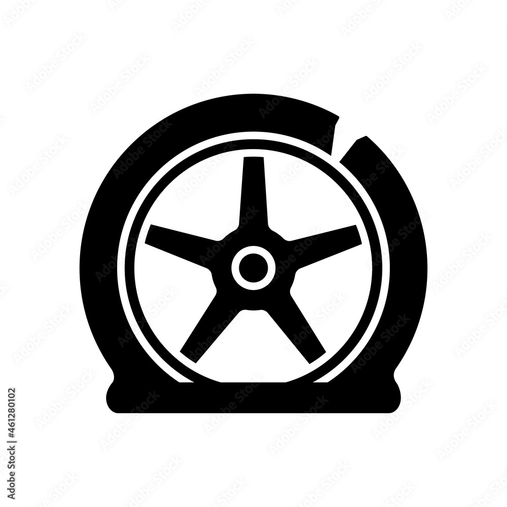 Tyre damage black glyph icon. Vehicle accident. Car tire defects. Bad ...
