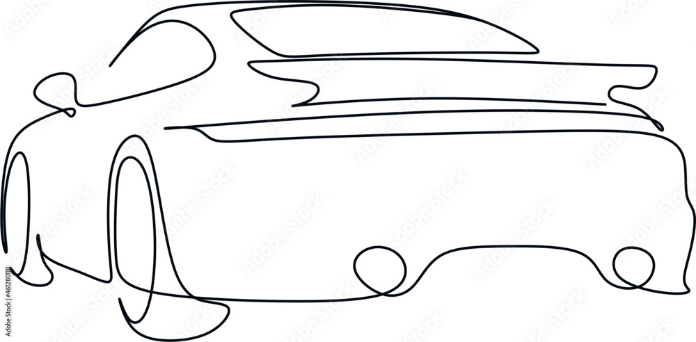 Car vector one line art. Line drawing car illstration Stock Vector ...