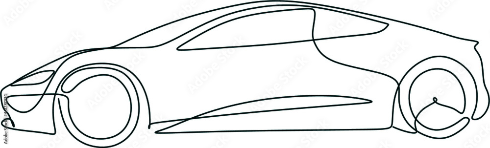 Car vector one line art. Line drawing car illstration Stock Vector ...