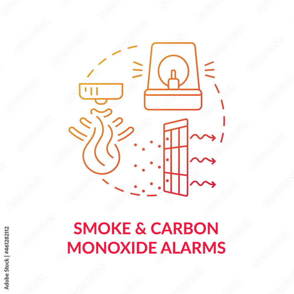 Smoke and carbon monoxide alarms blue gradient concept icon ...