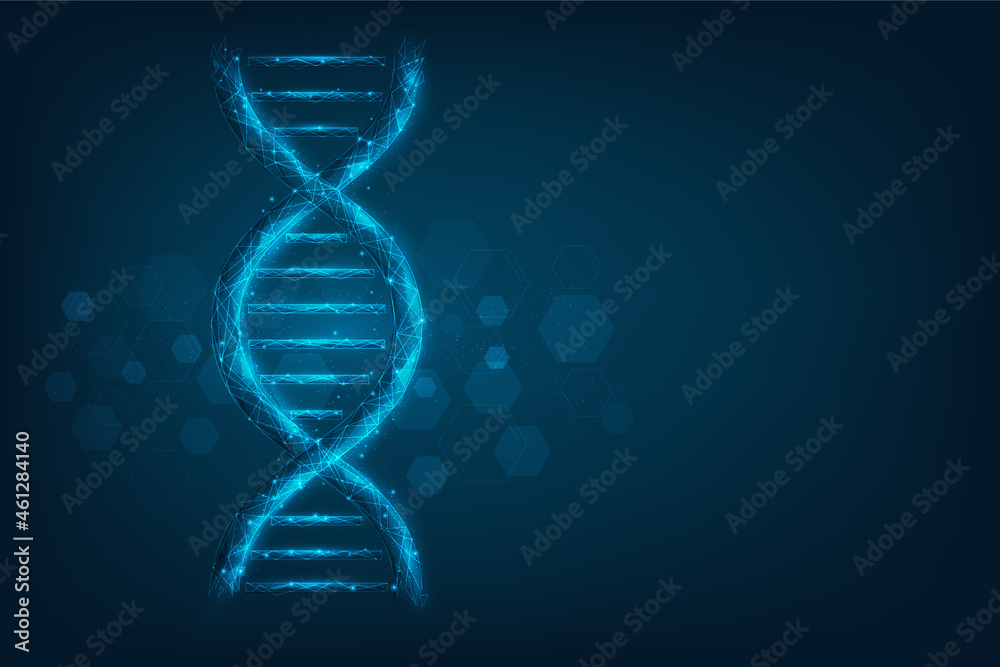 technology science dna code low poly wireframe. consisting of points ...