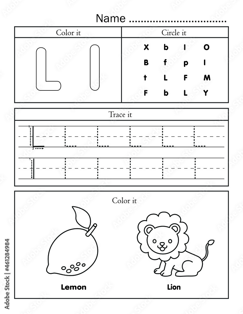 English alphabet letters tracing line printable worksheet with cute ...