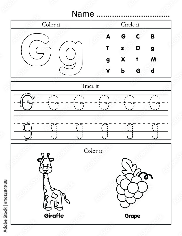English alphabet letters tracing line printable worksheet with cute ...