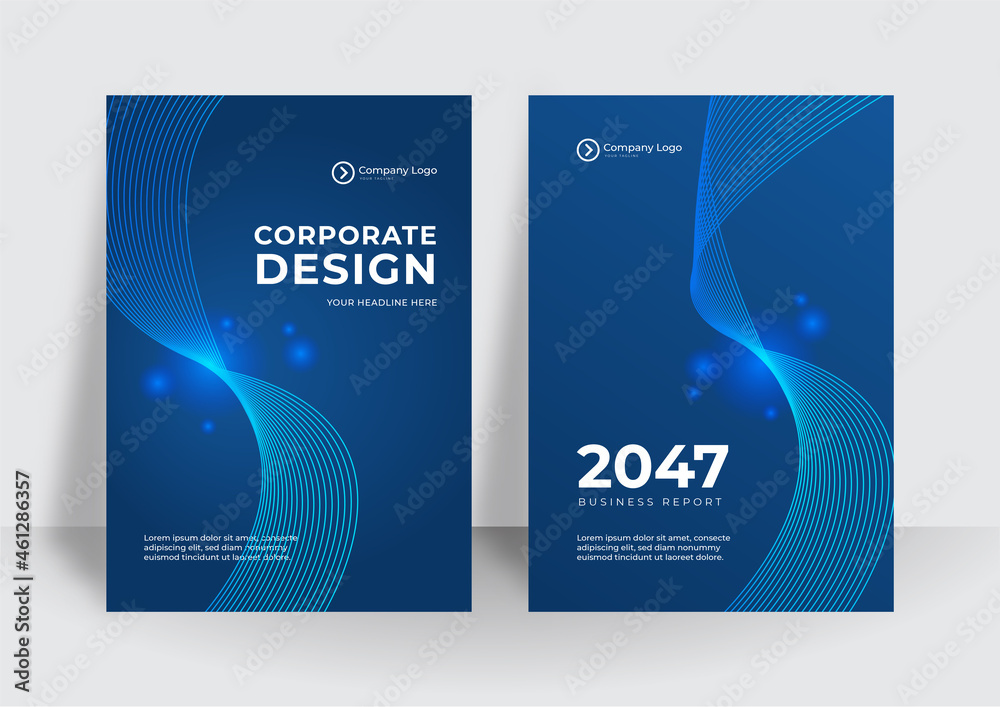 Modern blue business corporate cover design background. Blue digital ...