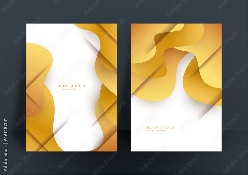 Abstract white and gold cover design template background. Gold abstract ...