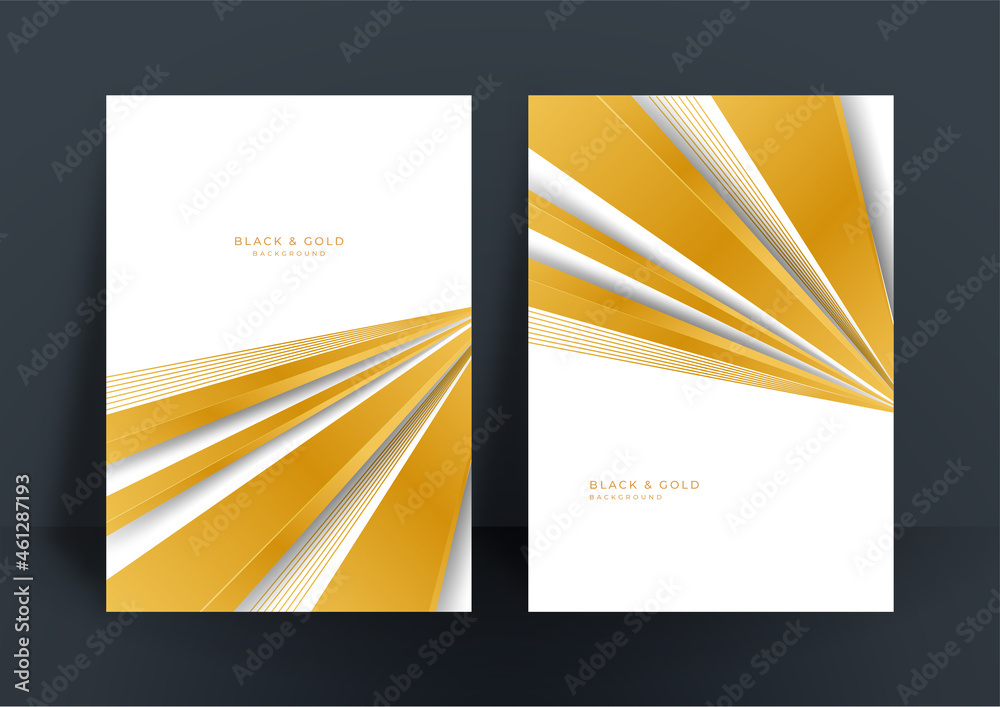 Abstract white and gold cover design template background. Gold abstract ...