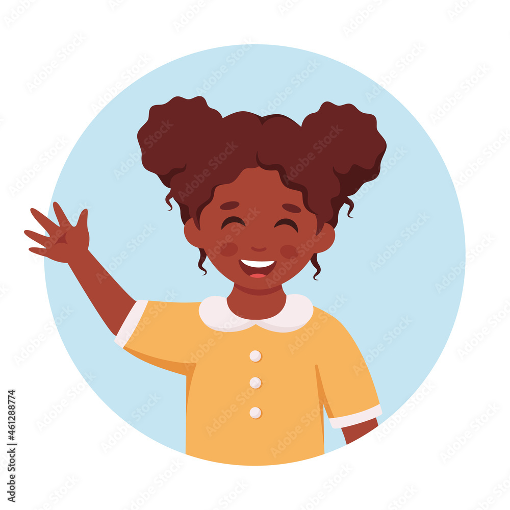 African Girl Waving Clipart
