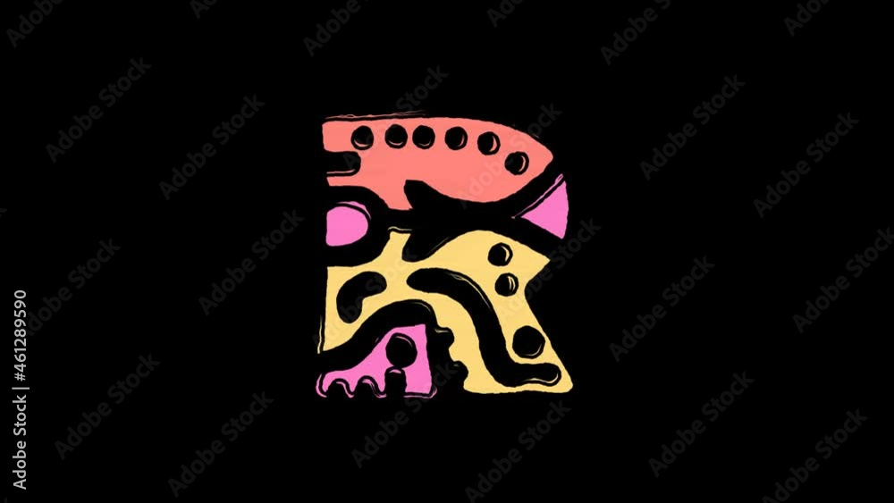 Letter R. Animated Cartoon, grunge Curved lines, Shake twitch effect ...