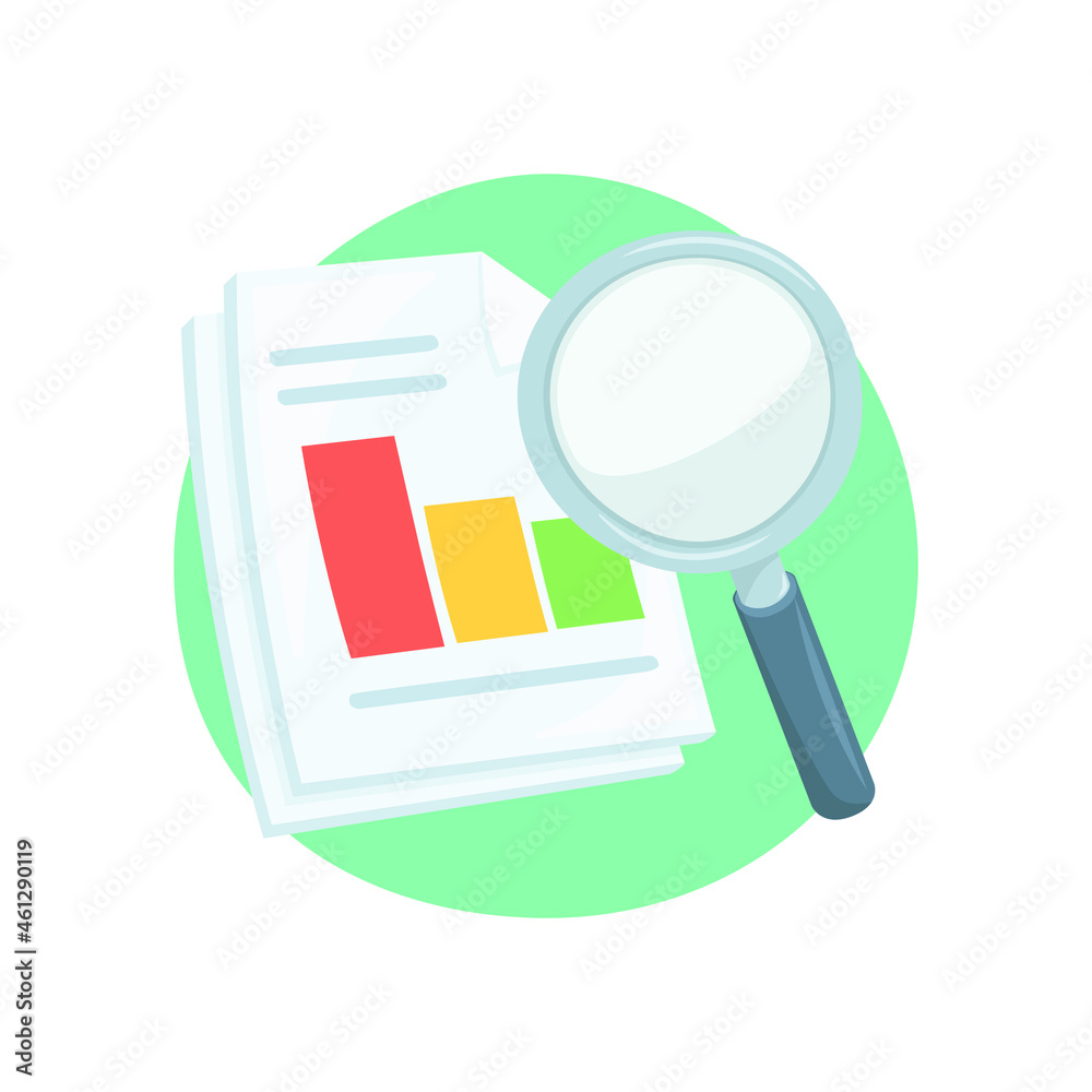Business Magnyifing Glass Report Emoji Icon Illustration. Office Search ...