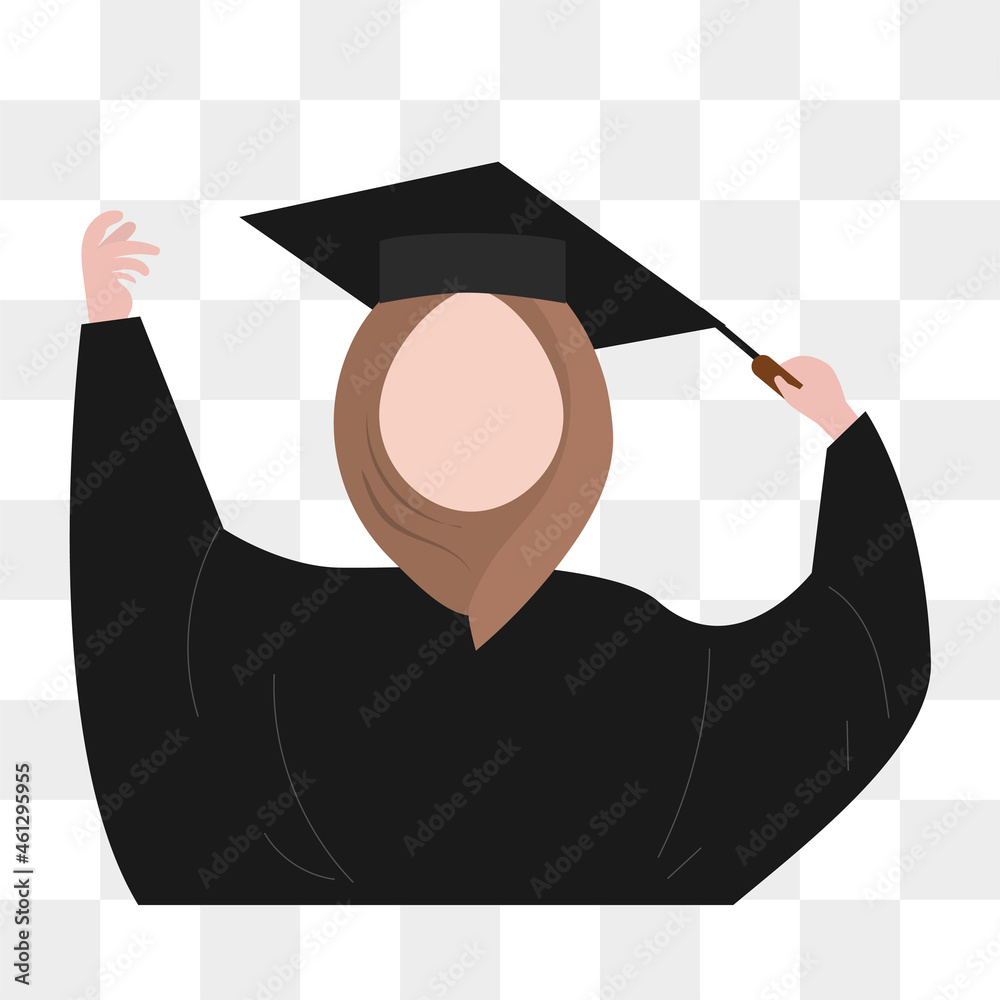 Hijab graduation vector illustration. a female wearing Islamic ...