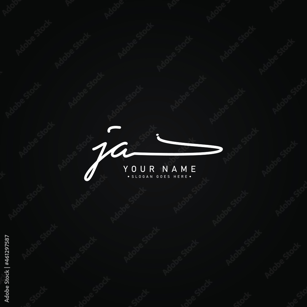 Initial Letter JA Logo - Hand Drawn Signature Style Logo Stock Vector ...