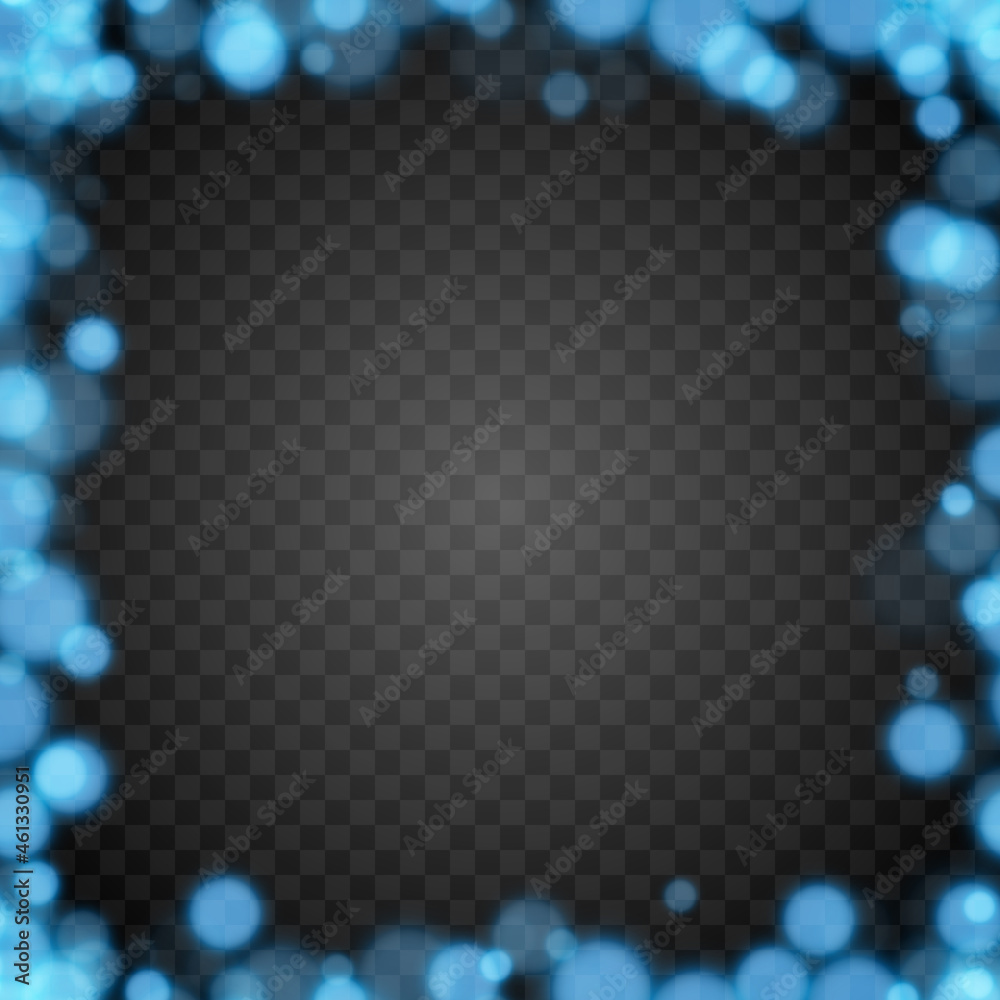 Blue bokeh on isolated transparent background. Light effect png, blurred bokeh png, bokeh frame ...