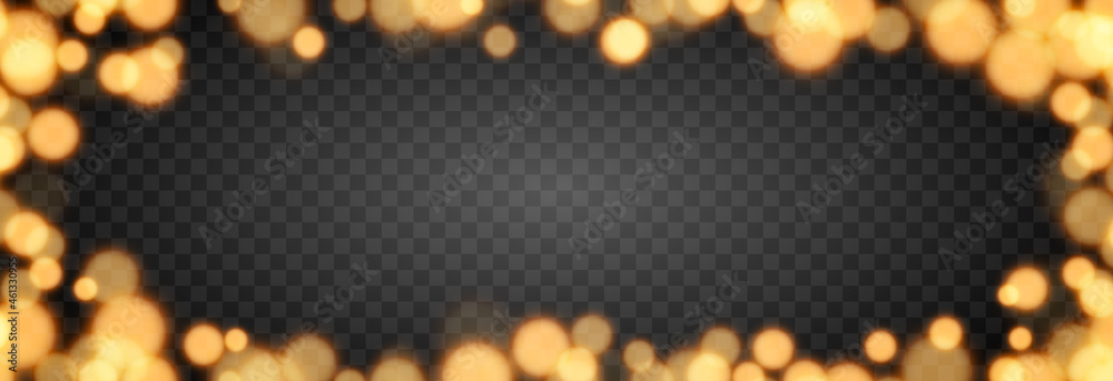 Golden bokeh on isolated transparent background. Light effect png, blurred bokeh png, bokeh ...