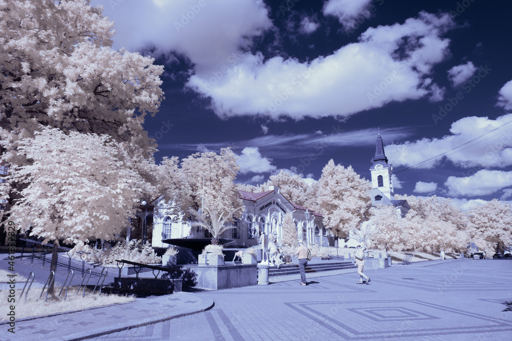 infrared photography - surreal ir photo of landscape with trees under ...