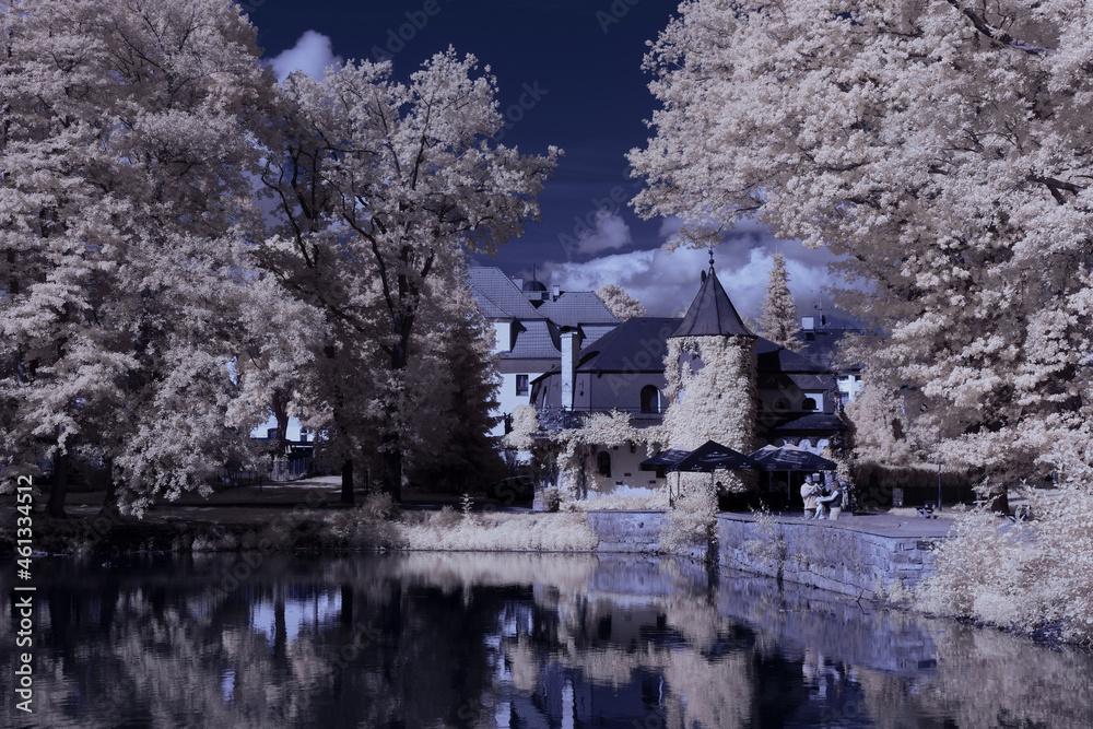 infrared photography - surreal ir photo of landscape with trees under ...