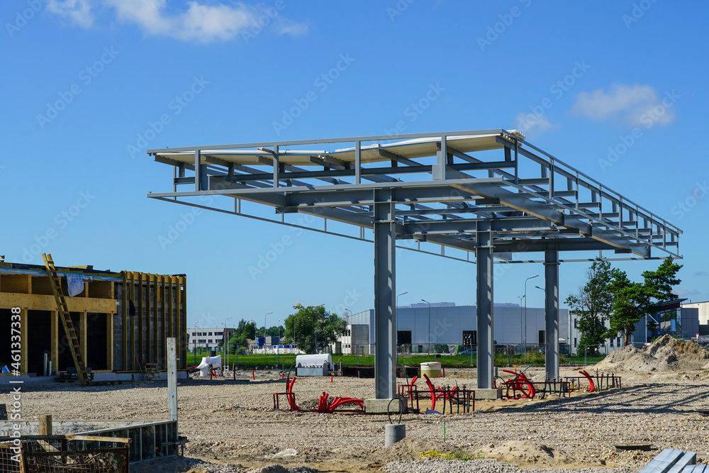 construction of a new modern gas station and shop building Stock Photo ...