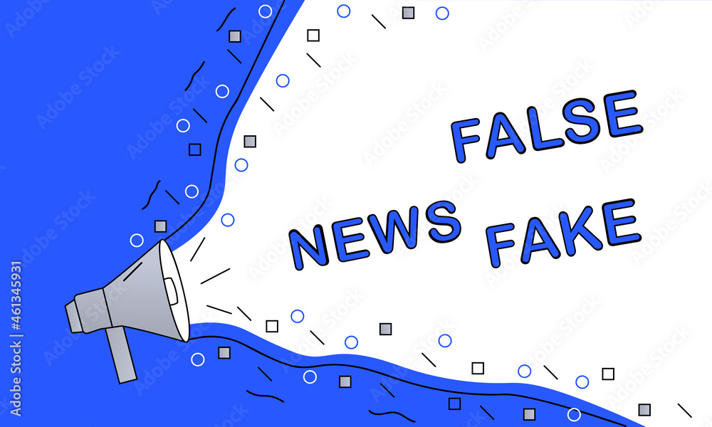 Fake news symbol. Megaphone with outgoing sound wave. Daily up to date ...