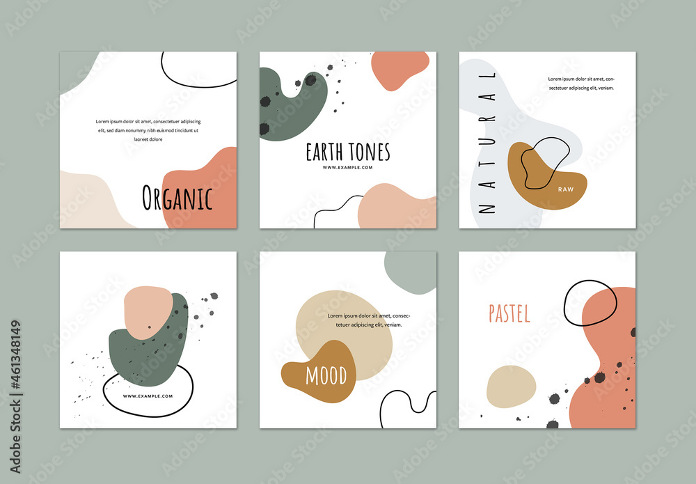Organic Shapes Layouts for Social Media Stock Template | Adobe Stock