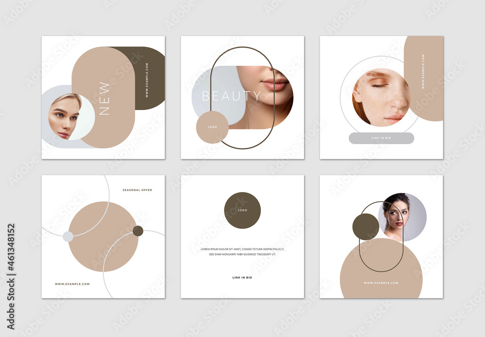 Minimalist Social Posts with Calm Colors Stock Template | Adobe Stock