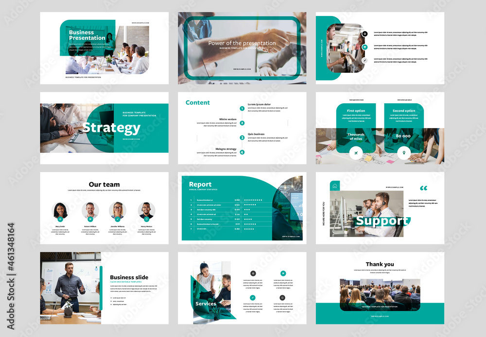 Teal Business Presentation Layouts Stock Template | Adobe Stock