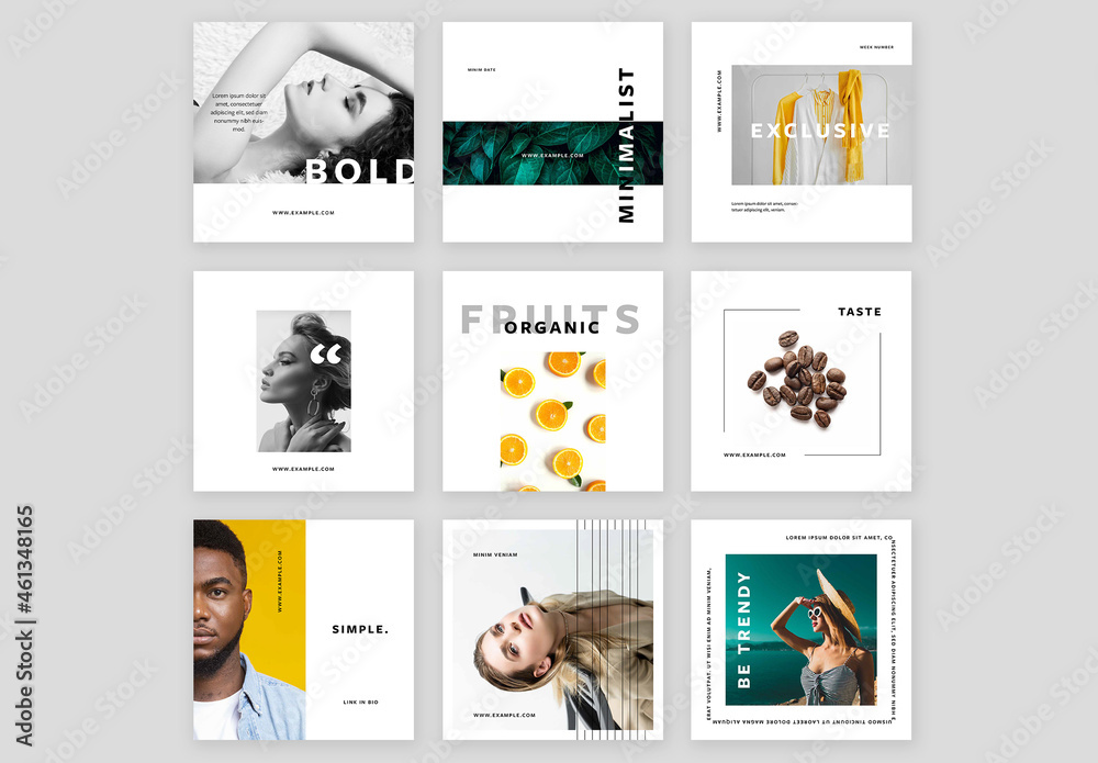 Minimalistic Square Layouts for Social Media Stock Template | Adobe Stock