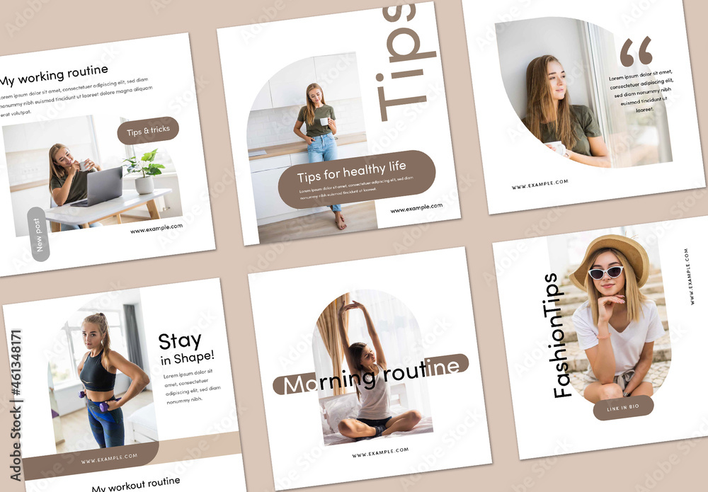 Influencers Social Media Post Layouts Stock Template | Adobe Stock