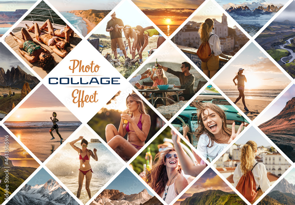 Photo Collage Frame Square Effect Mockup Stock Template | Adobe Stock