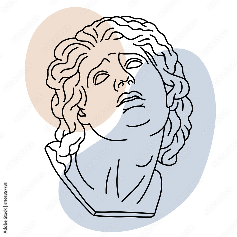 Hand drawn vector of ancient Greek Giant head. Illustration of classic ...