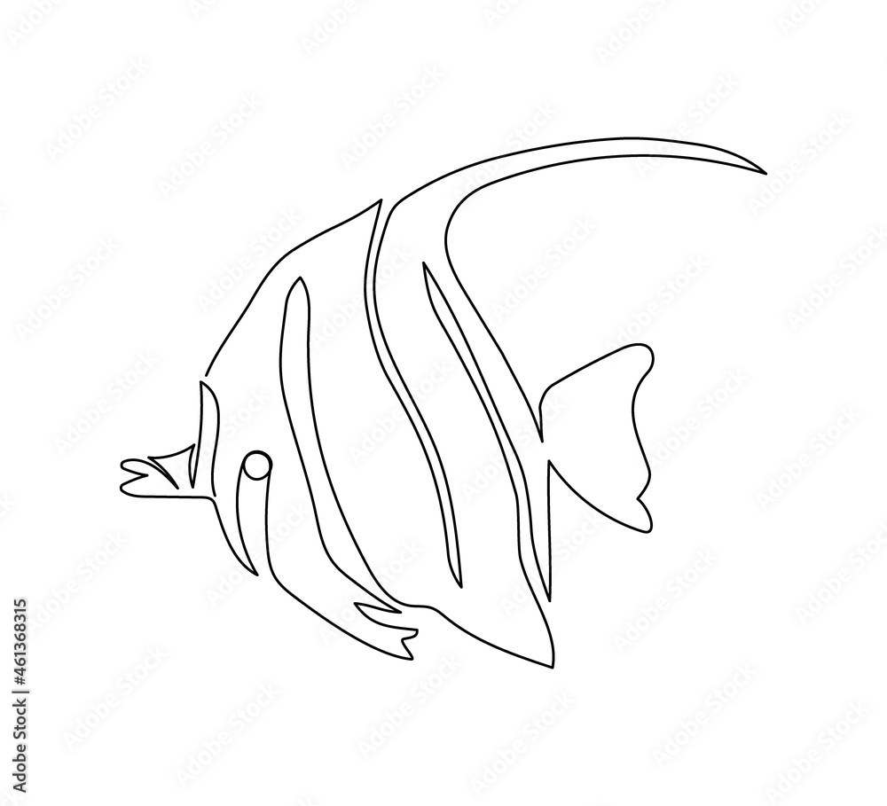 Moorish idol, zanclus cornutus continuous line drawing. One line art of ...