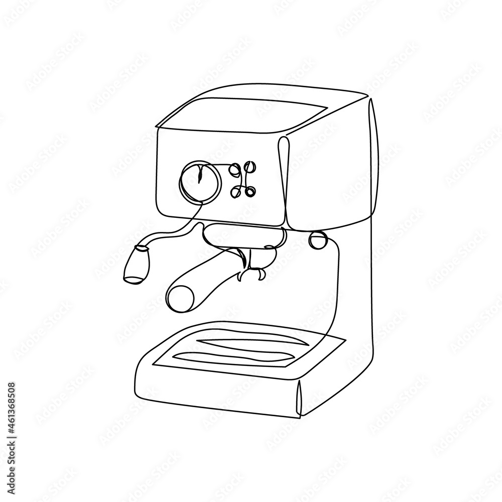 Coffee machine continuous line drawing. One line art of home appliance ...