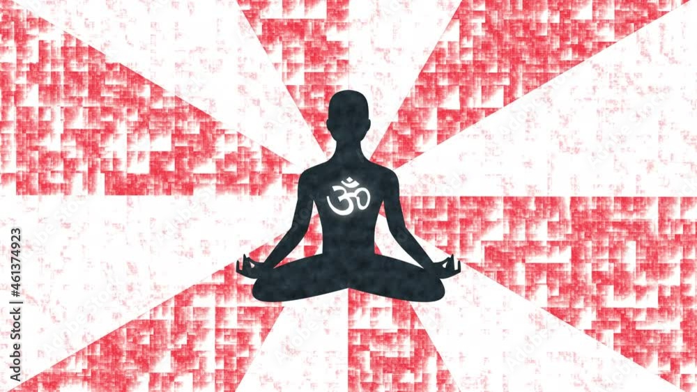 Meditating human figure in lotus pose with Hindu spiritual sign OM ...