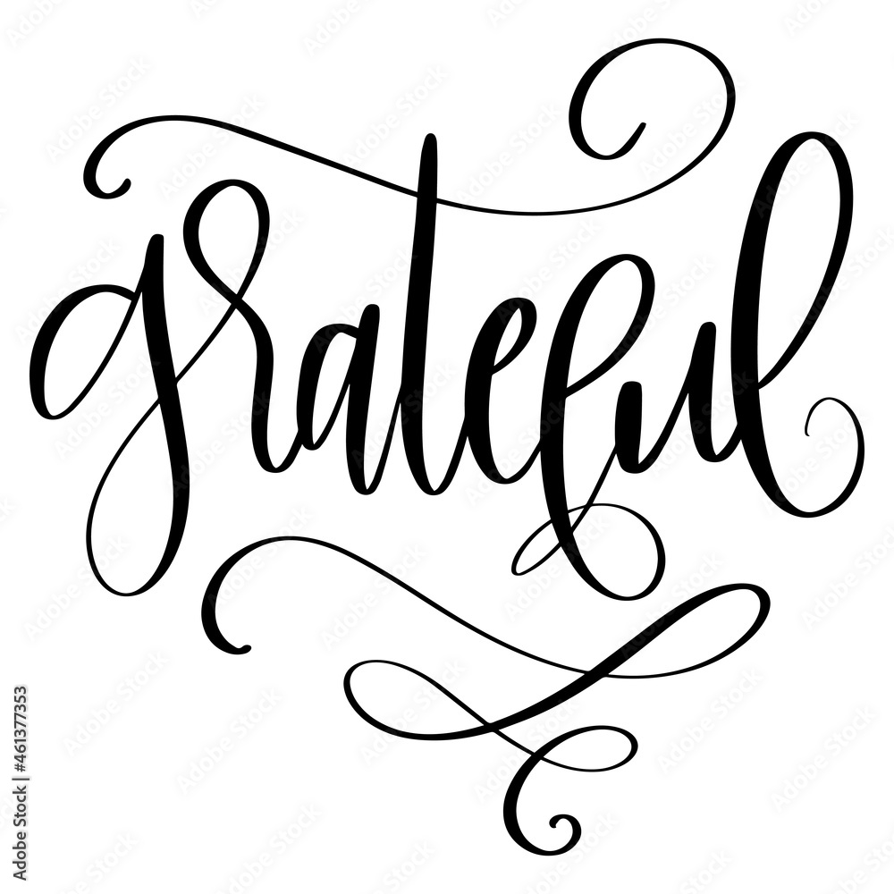 Grateful, graphic, vector, heart, thankful, calligraphy, text, font ...