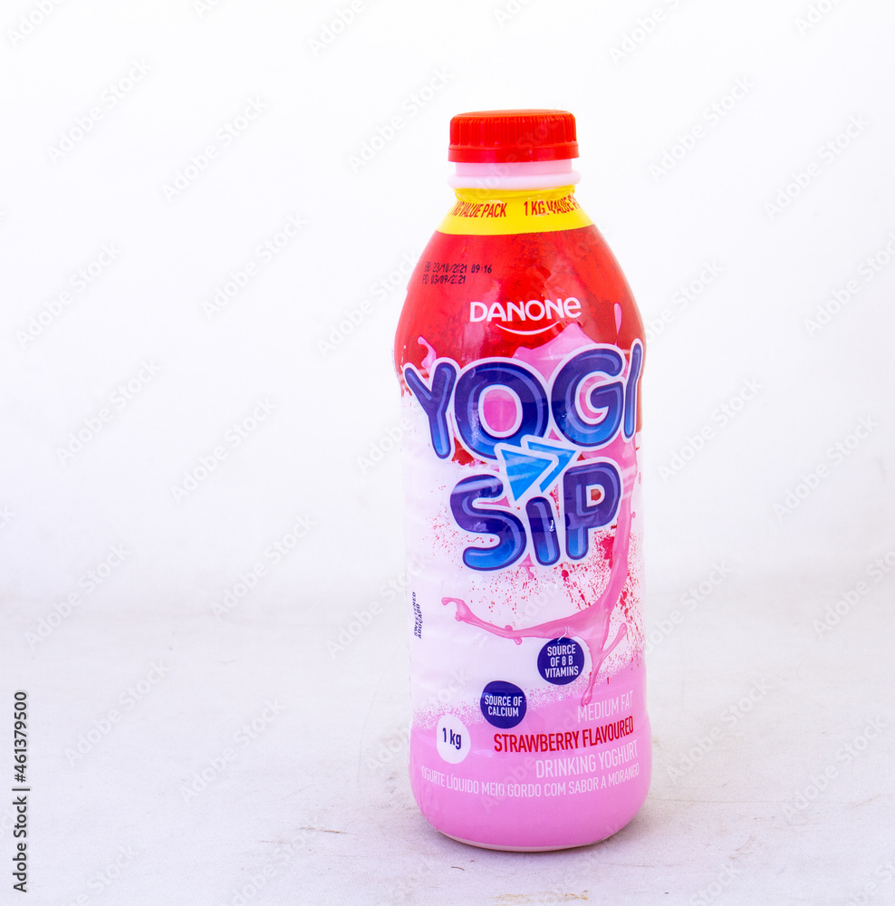 Johannesburg, South Africa - a bottle of Danone yogi sip drinking ...