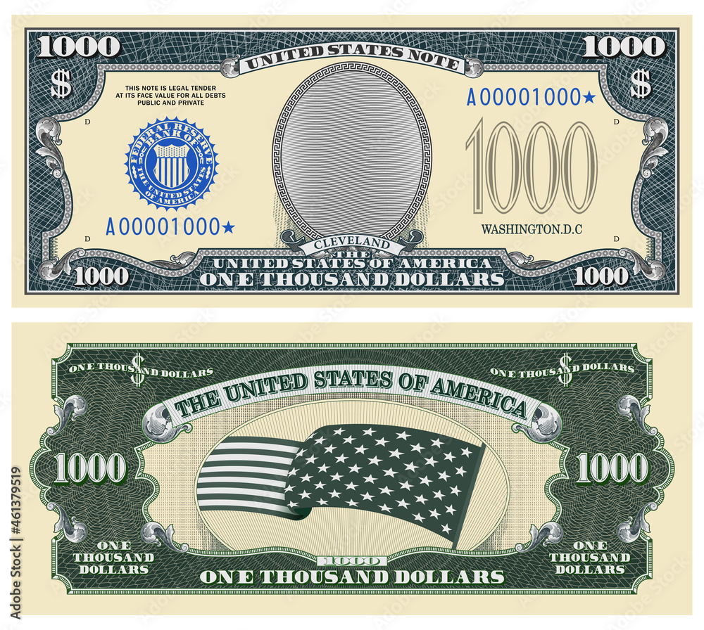 Blank One Dollar Bill Template