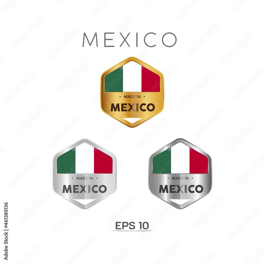 Made in Mexico Label, Stamp, Badge, or Logo. With The National Flag of ...