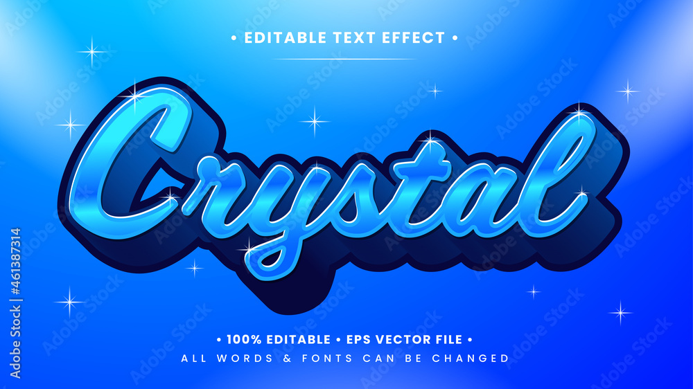 Crystal Blue 3d Text Style Effect. Editable illustrator text style ...