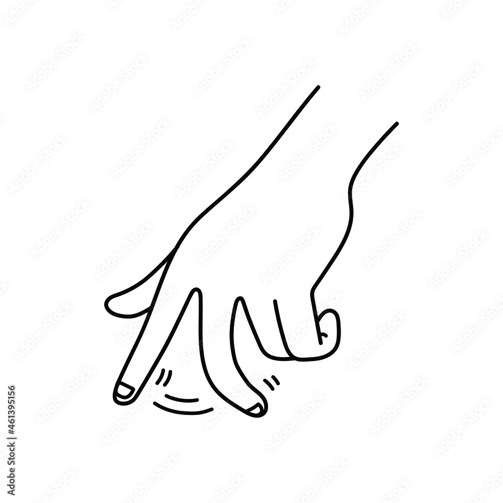 Walking fingers doodle, hand drawing of fingers walking, isolated on ...