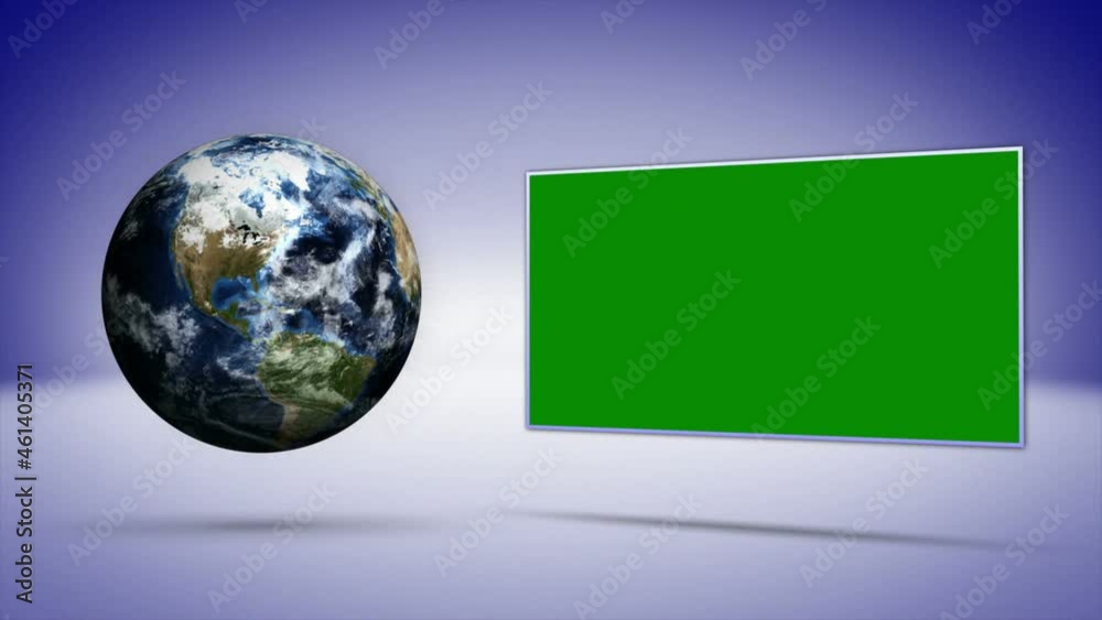 Earth and Green Screen Monitor Animation, Rendering, Background, Loop ...