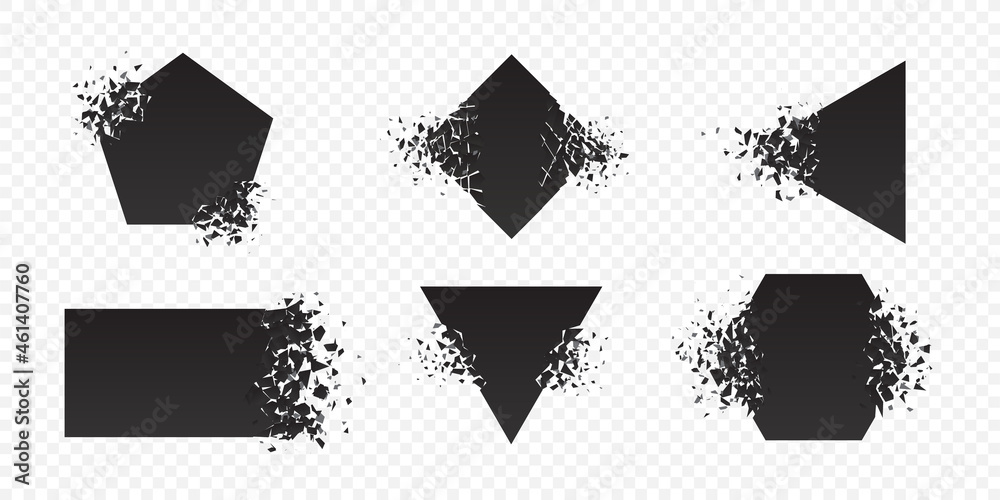 Shape explosion broken and shattered flat style design vector ...