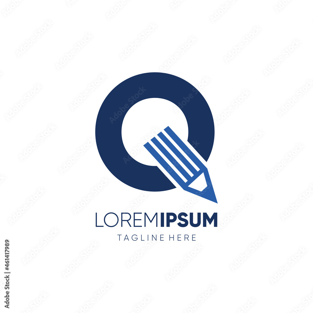 Letter Q Pencil Logo Design Vector Icon Graphic Emblem Illustration ...