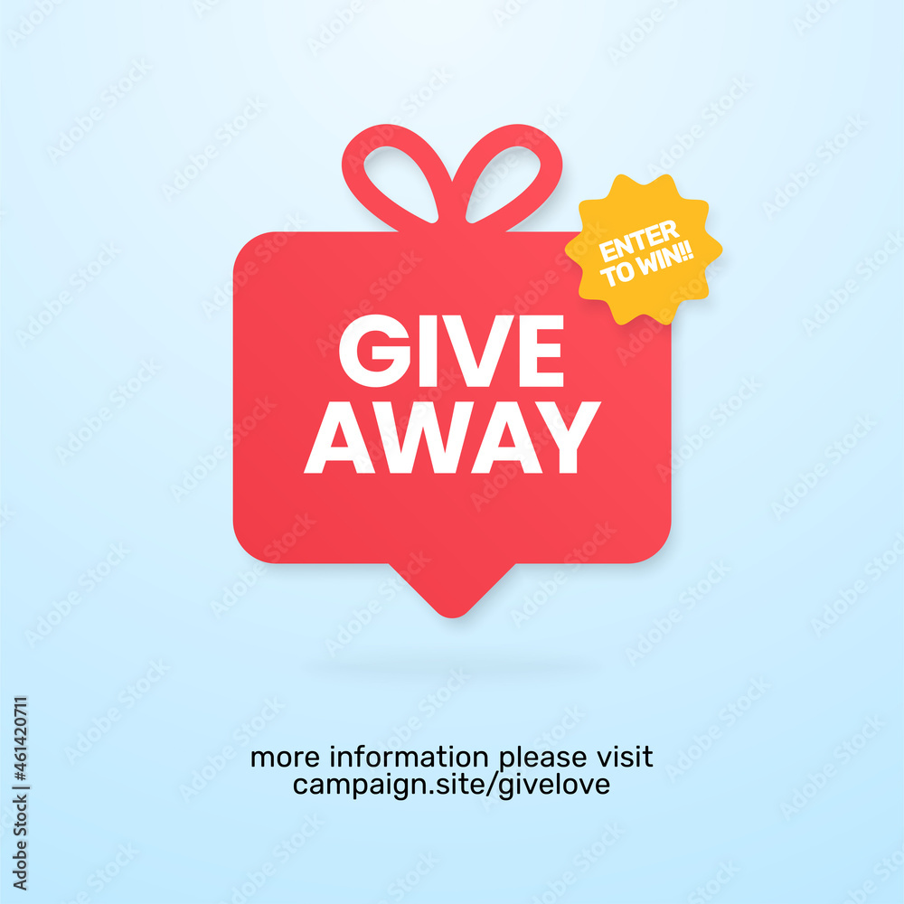 Giveaway time alert illustration social media poster template vector ...