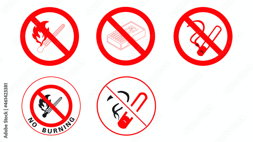 Prohibition open flame symbol. Red icon on white background. No Fire ...