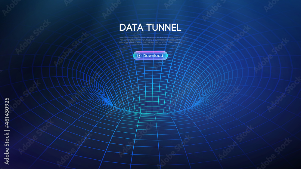 Big data tunnel vector illustration. Abstract digital background. Computer data tunnel ...