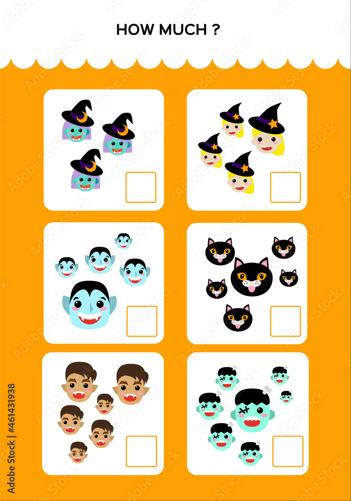 Happy Halloween Math Game for kids with Monsters. Mathematical practice ...
