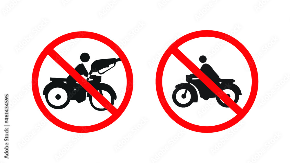 No entry for motorcycles road sign. Vector illustration of no ...