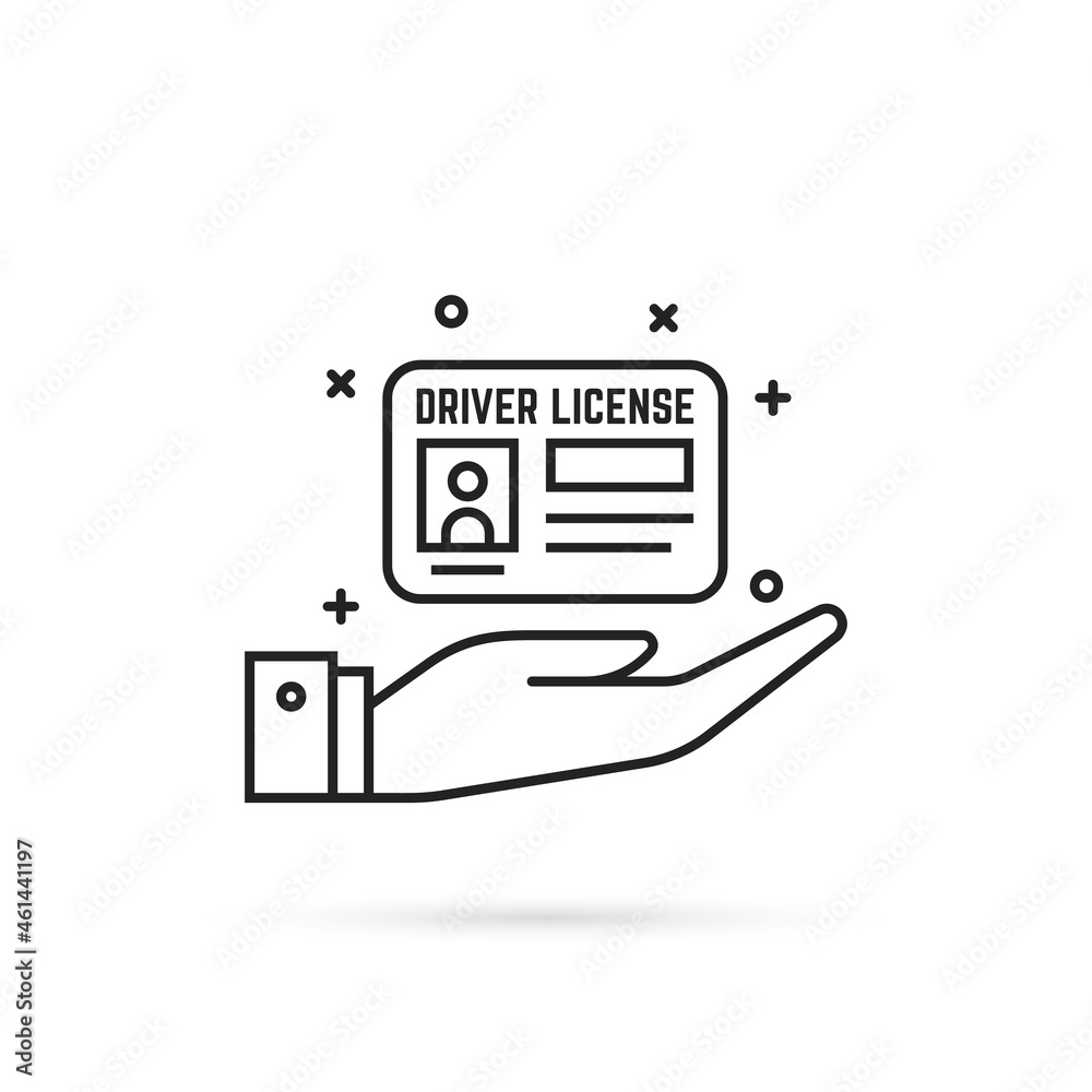 driver license id with thin line human hand icon Stock Vector | Adobe Stock