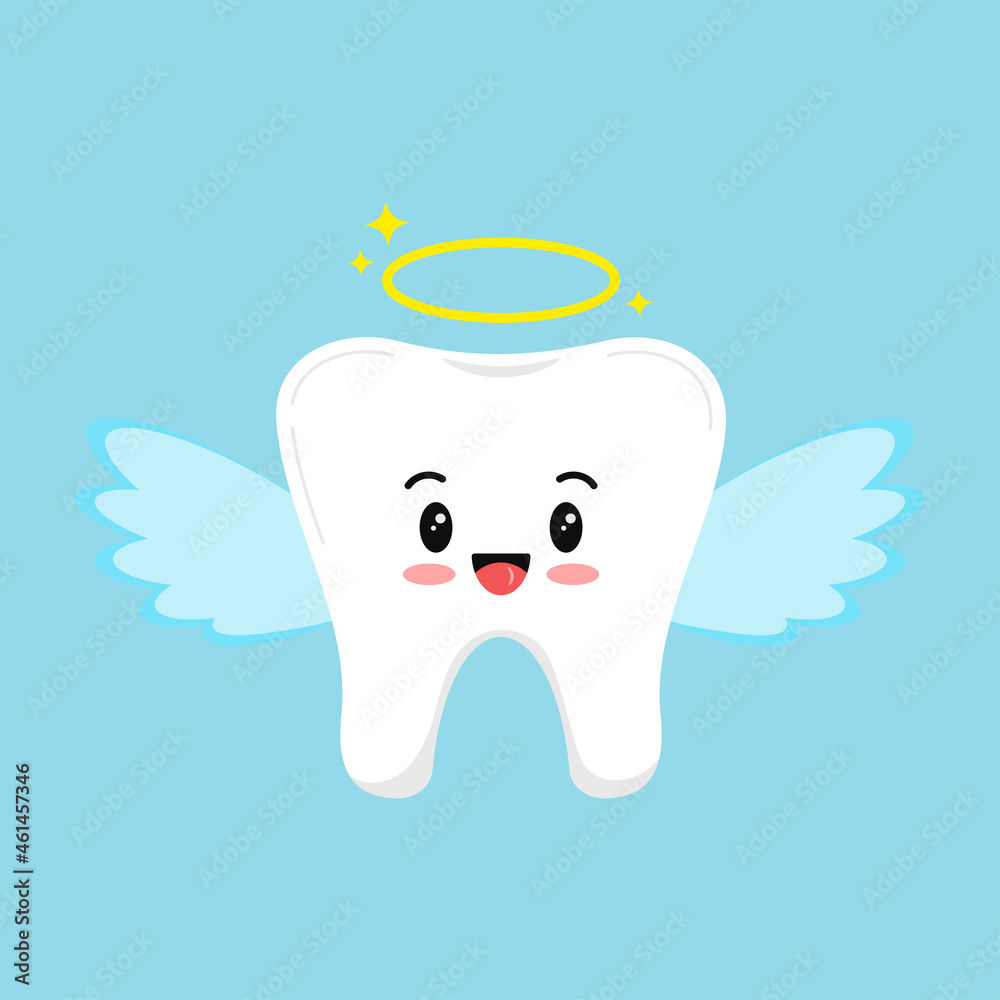Christmas tooth angel isolated on blue background. Flat design cartoon ...