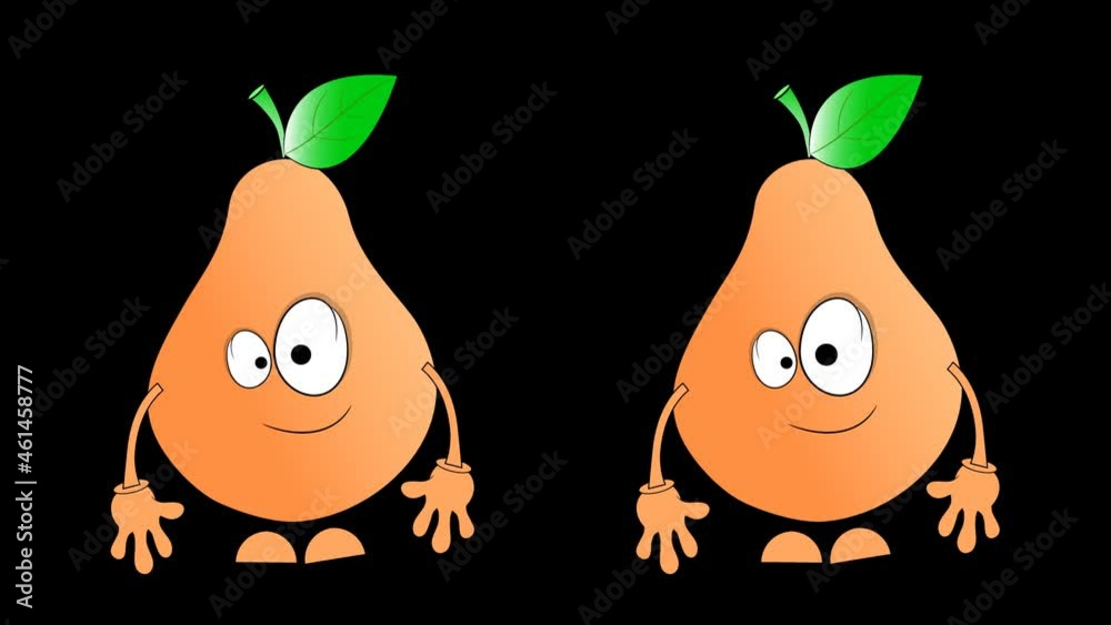 Two cartoon animated pears. Pears with a gaze. Expectation. Without ...
